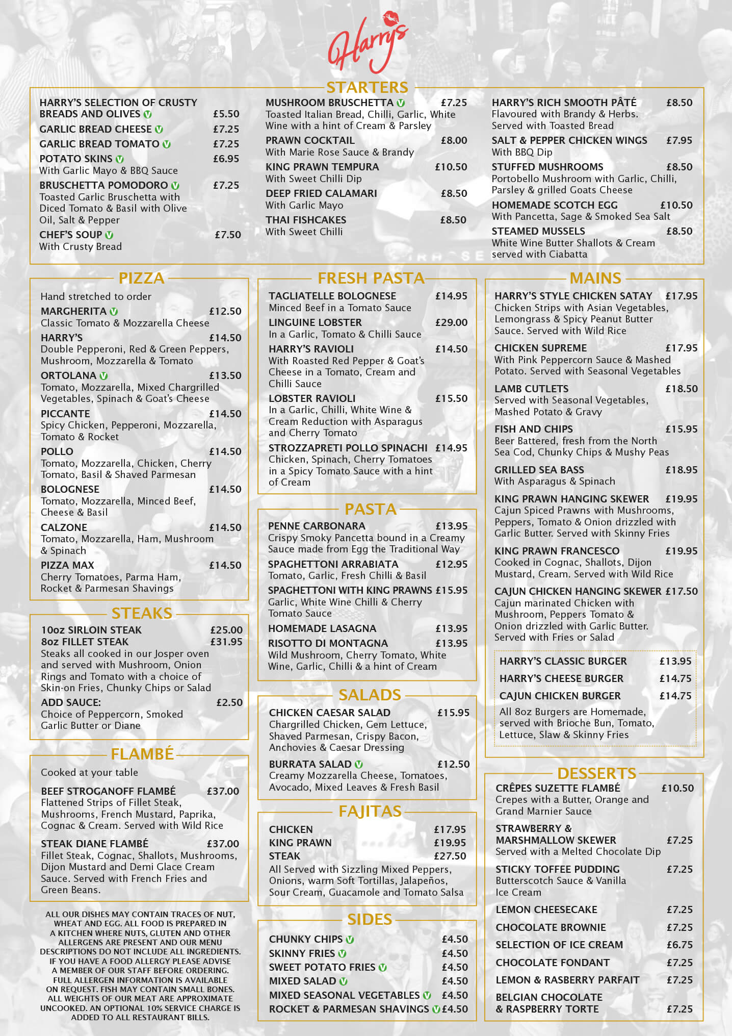 Harry s Bar Newcastle Main Menu 2023